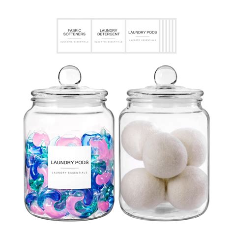 Mustry Glass Jars For Laundry Room Organization 05 Gallon One Hand