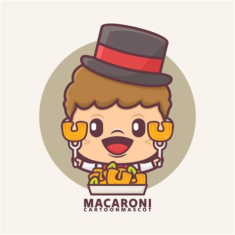 Premium Vector Cartoon Mascot With Macaroni Vector Illustrations With