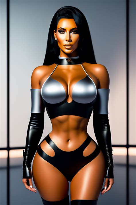 Lexica Kim Kardashian Cybernetic Full Body View Wearing In Black