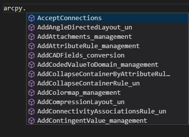 VS Code Autocomplete For ArcPy Geographic Information Systems Stack Exchange