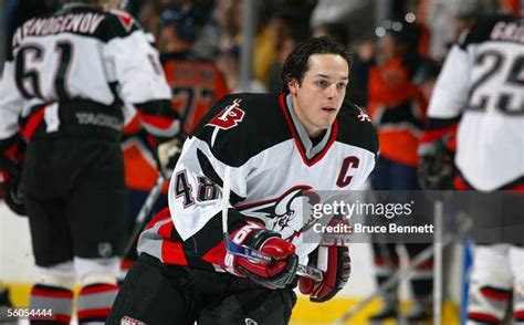 Center Daniel Briere Of The Buffalo Sabres Warms Up For The Game