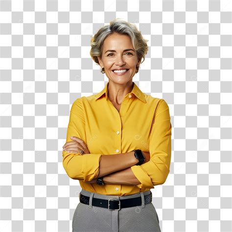 Mulher de Amarelo os Braços Cruzados PNG Transparente download