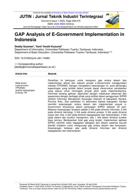 Pdf Gap Analysis Of E Government Implementation In Indonesia