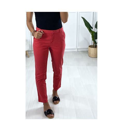 Pantalon Cigarette Fuchsia Avec Poches