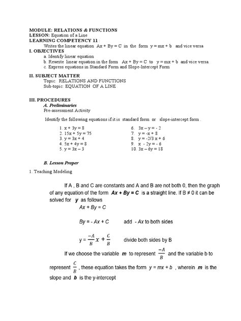 Free Rewriting Equations In Slope Intercept Form Worksheet Download