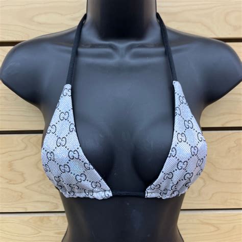Demon Bikini Silver And Black Triangle Top Gray And Black Triangle