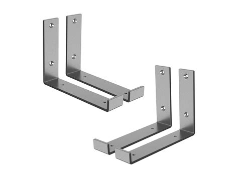Set 4 Supporti Per Scaffale Staffe Ripiano Mensola Metallo Grigio 20x14 Cm
