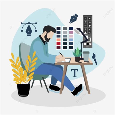 그래픽 디자이너 플랫 문자 벡터 일러스트 레이 션 그래픽 그래픽 디자인 플랫 캐릭터 Png 일러스트 및 벡터 에 대한 무료 다운로드 Pngtree