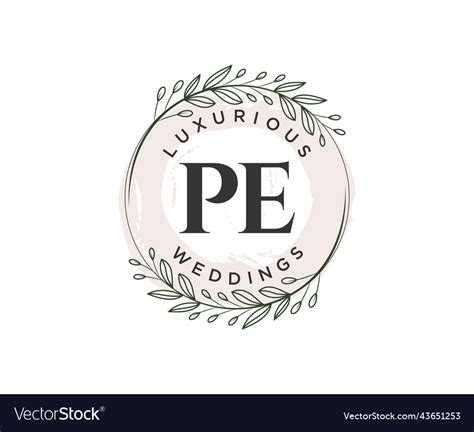 Pe Initials Letter Wedding Monogram Logos Vector Image