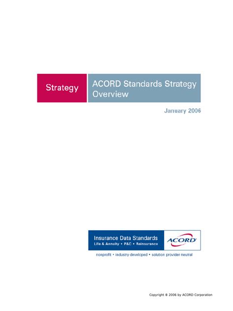 Acord Standards Strategy Overview Pdf Conceptual Model Data Model