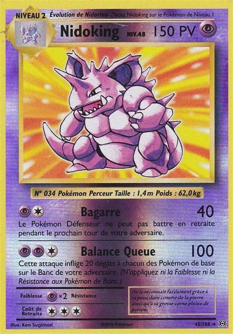Nidoking Reverse Carte Pokémon 45108 Pokémon Xy Evolutions