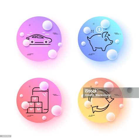 Recycle Mobile Inventory And Car Minimal Line Icons For Web Application Printing Vector Stock