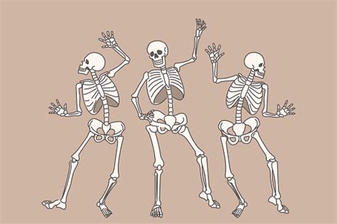 죽은 자 가운데서 살아난 춤추는 인간의 해골과 10월 31일 할로윈을 축하하는 모습 인간의 골격에 대한 스톡 벡터 아트 및 기타