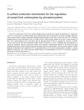Fillable Online A Unified Molecular Mechanism For The Regulation Of Acetyl CoA Fax Email