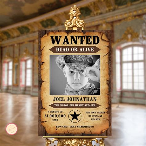 Editable Wanted Poster Template Wanted Poster Welcome Party Sign Wild West Party Cowbabe Party