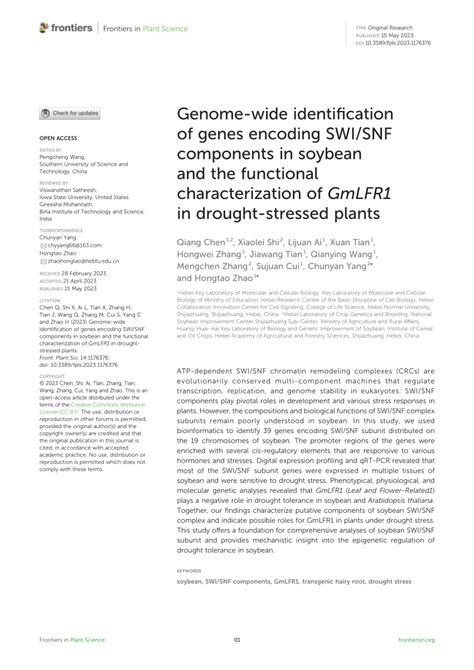 Pdf Genome Wide Identification Of Genes Encoding Swisnf Components In Soybean And The