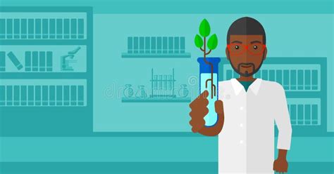 Laboratoriummedewerker Met Reageerbuis Vector Illustratie
