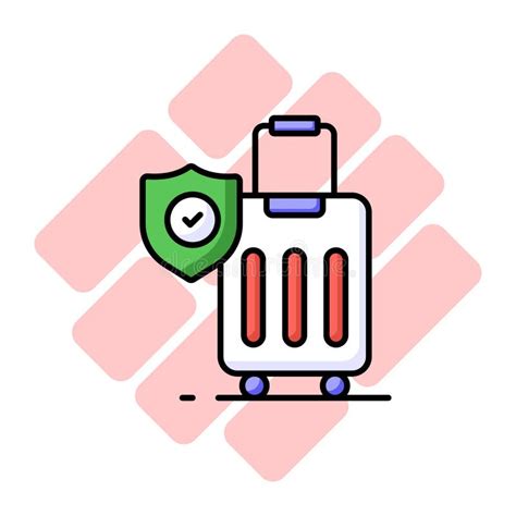 Security Shield On Attache Case Denoting Vector Of Luggage Security Luggage Insurance Icon