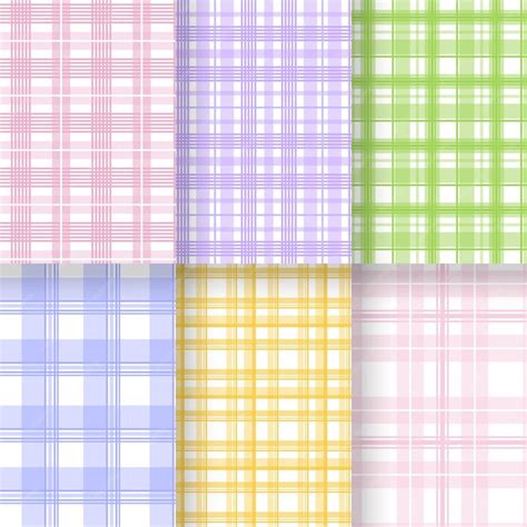 파스텔 깅엄 패턴 컬렉션 무료 벡터
