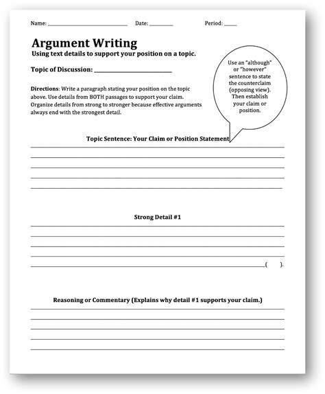 Parts Of An Argument Worksheet