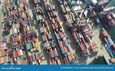 aerial container port stock footage video of business 255558918