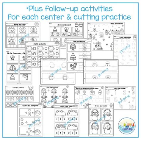 Winter Literacy And Math Centers For Preschool Pre K And Kinder Bundle