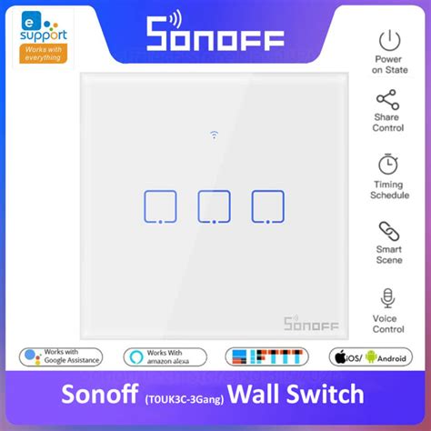 Sonoff T0 Eu Wall Wifi Switch 12 3 Gang Smart Home Remote Timing Sonoff Timer Switch Work With