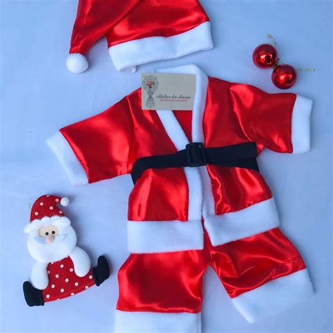 Kit Vestido Mamãe Noel E Papai Noel Bebê Cetim Gorro Natal