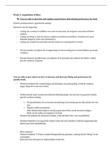 Samenvatting Uitwerking Leerdoelen Eating Behavior Eating Behavior