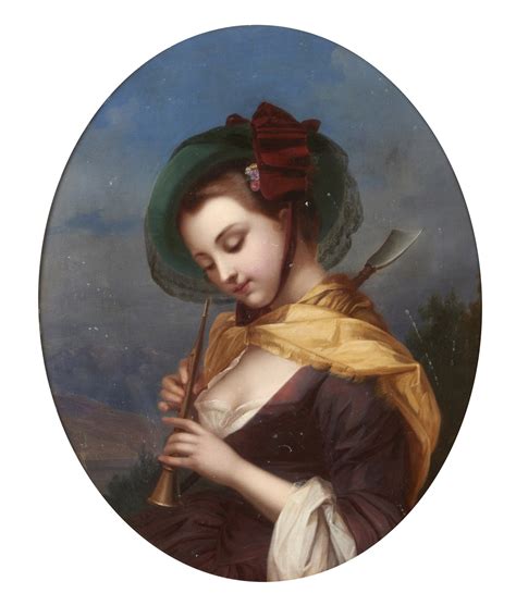 Ritratto Di Gentildonna Con Flauto Artista Francese Del XVIII Secolo