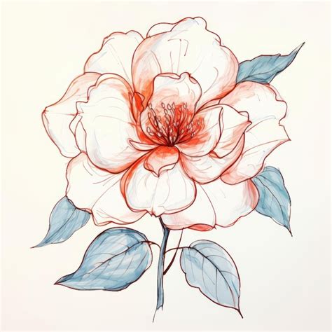 Premium Photo Watercolor Flower Sketch Blossom Drawing