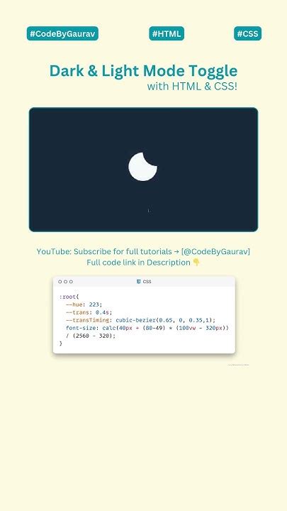 Create A Dark And Light Mode Toggle With Html And Css 🌙 Webdevelopment Webcoding Darkmode
