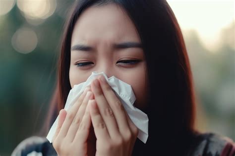 Una persona con un pañuelo de papel presionado contra su nariz
