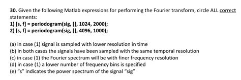 solved 30 given the following matlab expressions for