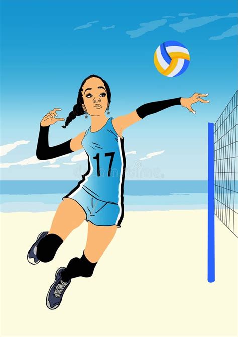 Niña Jugando Ilustración De Voleibol Ilustración del Vector