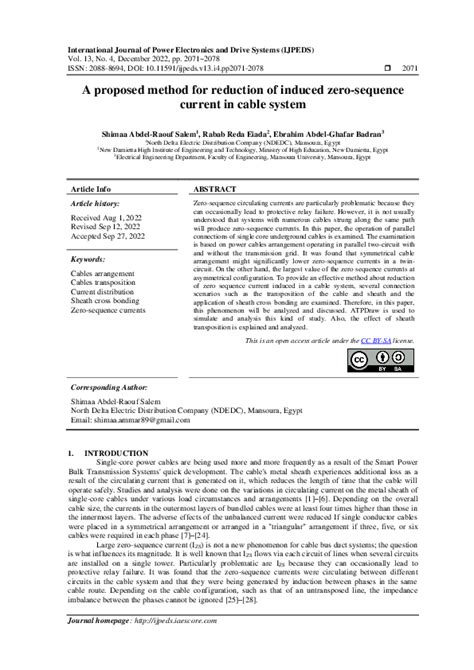 Pdf A Proposed Method For Reduction Of Induced Zero Sequence Current
