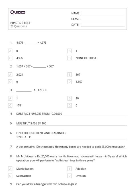 Three Digit Subtraction Worksheets For Th Class On Quizizz Free Printable