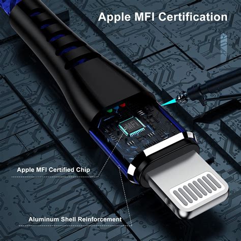 3pack Lightning Charge Cord Apple Mfi Certified Long Usb Lightning