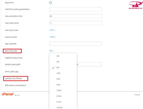 Hướng Dẫn Tùy Chỉnh Upload Size Php Trên Cpanel