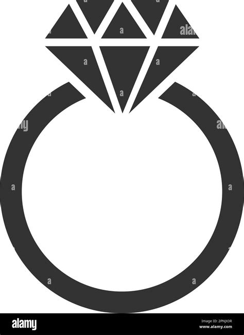 Wedding Ring Black Icon In Flat Style Marriage Concept Linked Together Two Rings With Diamond