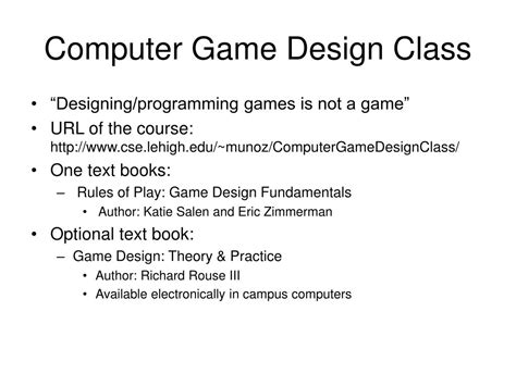 Ppt Computer Game Design Class Powerpoint Presentation Free Download