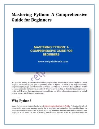 PPT Mastering Python A Comprehensive Guide For Beginners PowerPoint