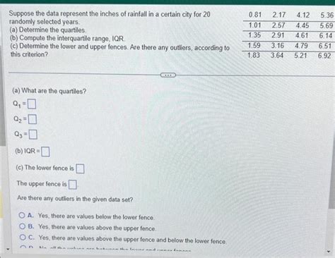 Solved Suppose The Data Represent The Inches Of Rainfall In Chegg
