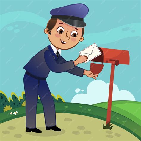 Premium Vector Cartoon Postman Character Vector Illustration