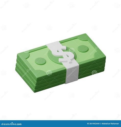 3D Rendered Stack Of Green Dollar Bills Stock Illustration