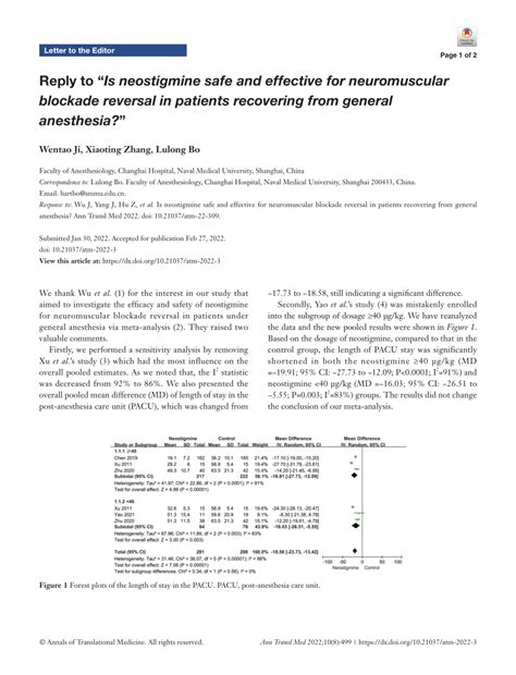 Pdf Reply To “is Neostigmine Safe And Effective For Neuromuscular