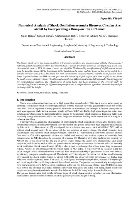Pdf Numerical Analysis Of Shock Oscillation Around A Biconvex