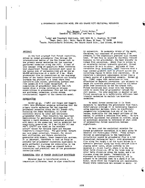 Pdf Groundwater Convection Model For Rio Grande Rift Geothermal Resources