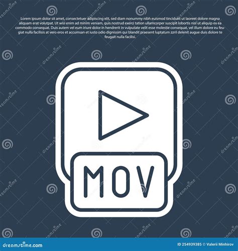Blue Line Mov File Document Download Mov Button Icon Isolated On Blue Background Mov File