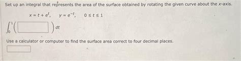 Solved Set Up An Integral That Represents The Area Of The Chegg